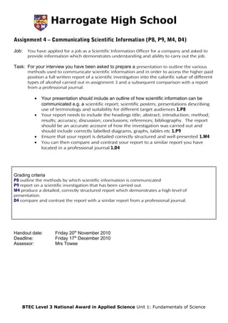 Assignment brief unit_1_fundamentals_of_science_new | DOC