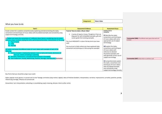 Annotated - Assignment brief unit 29__music video production | PDF | Video Production | Content ...