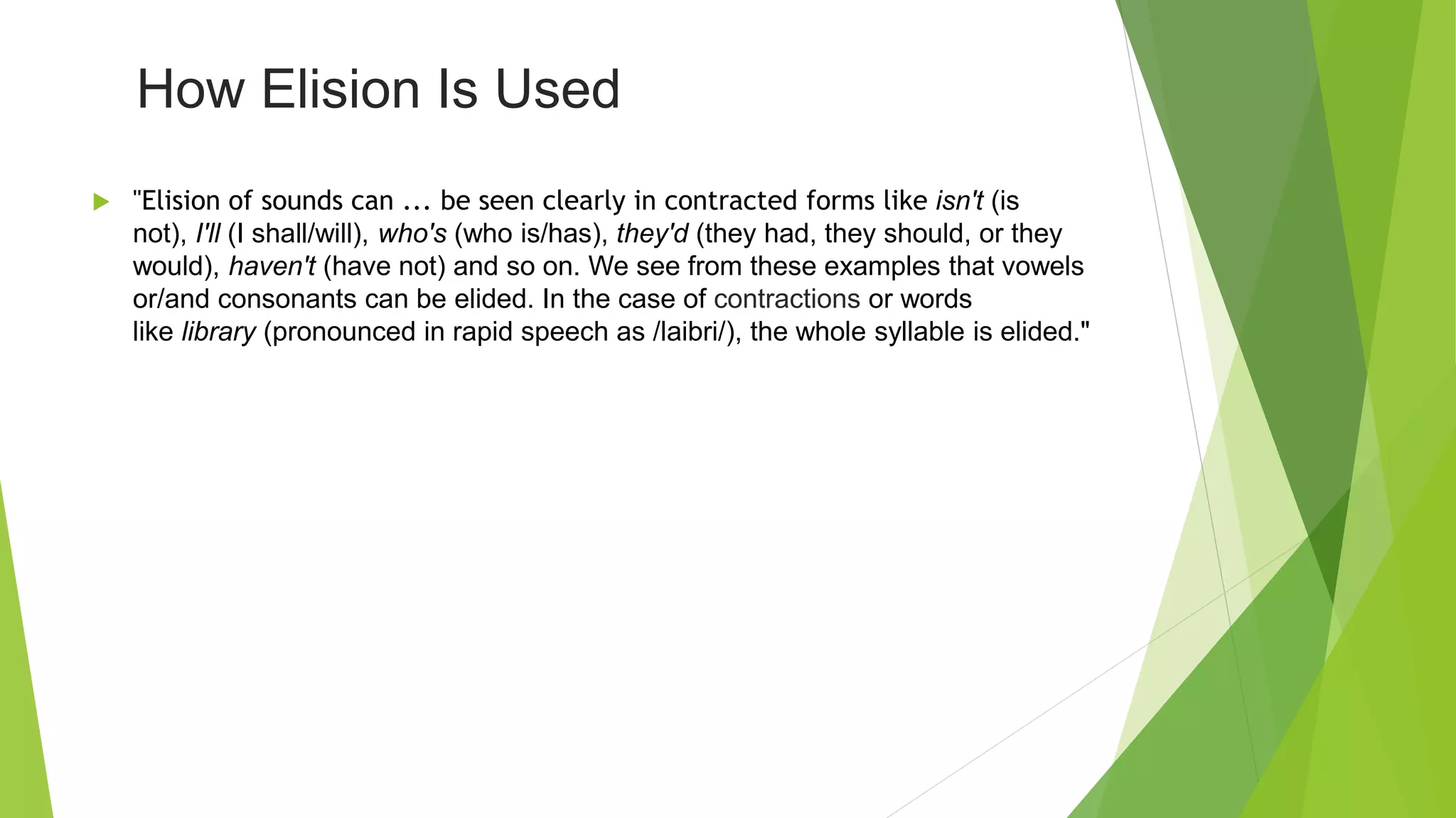 Elision | Difference btw Elision and Contraction | Importance of ...