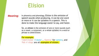 Elision | Difference btw Elision and Contraction | Importance of Elision | PPTX