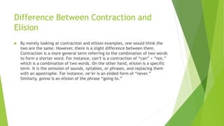 Elision | Difference btw Elision and Contraction | Importance of ...