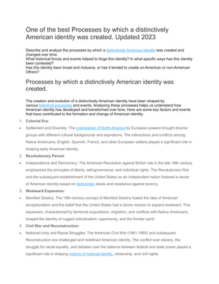 Evolution of American Identity: From Formation to Transformation | DOCX