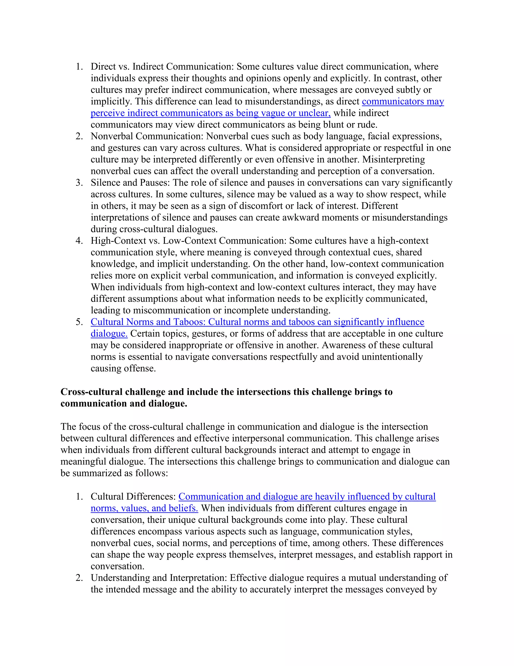 Navigating Cross-Cultural Dialogue: Understanding and Overcoming Communication Challenges | PDF