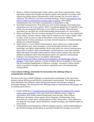 Navigating Cross-Cultural Dialogue: Understanding and Overcoming ...