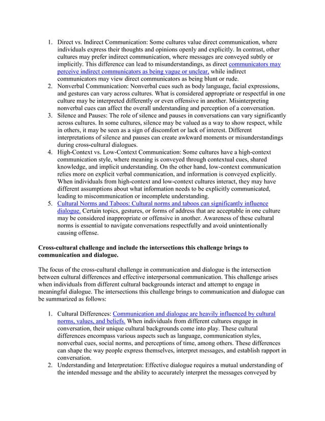 Navigating Cross-Cultural Dialogue: Understanding and Overcoming ...