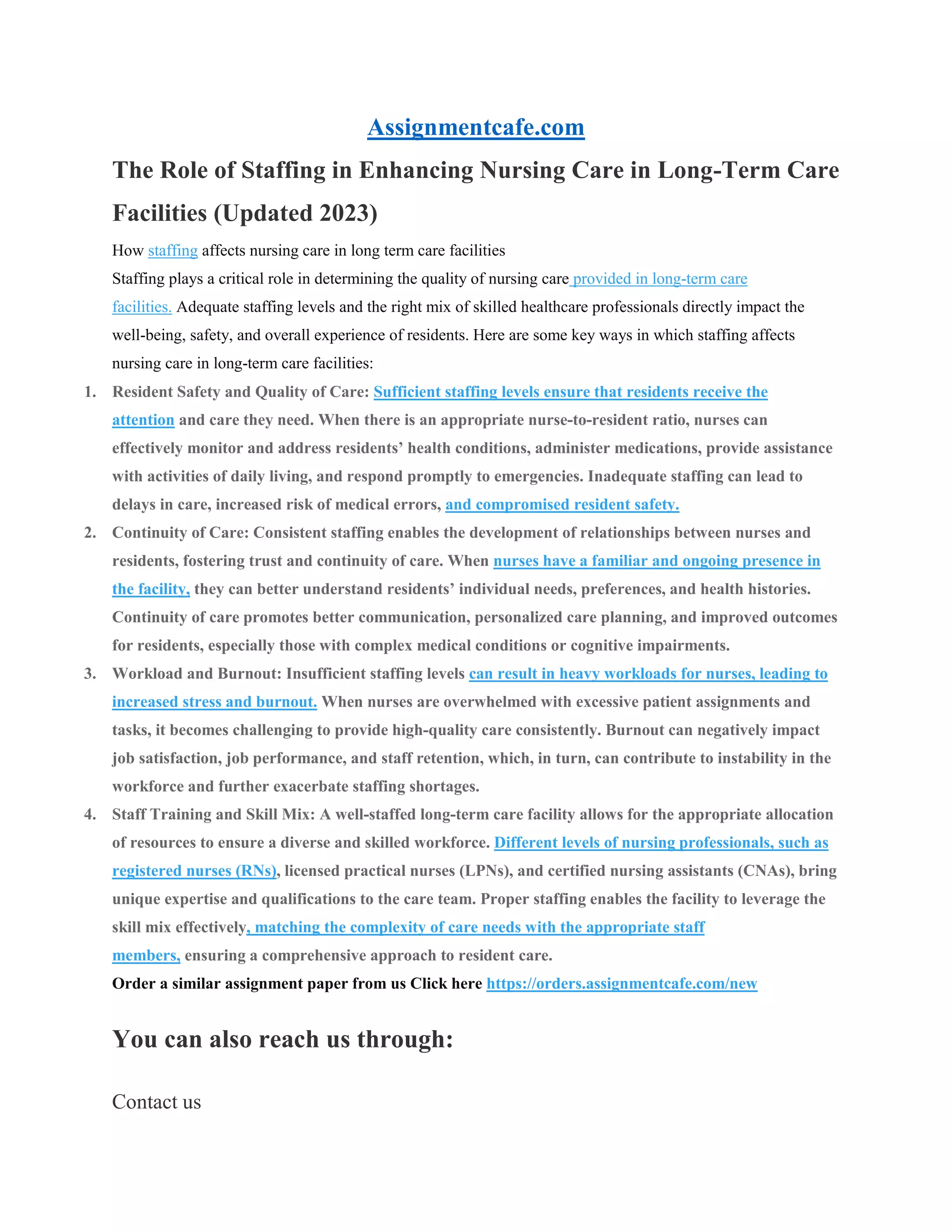 The Role of Staffing in Enhancing Nursing Care in Long-Term Care ...