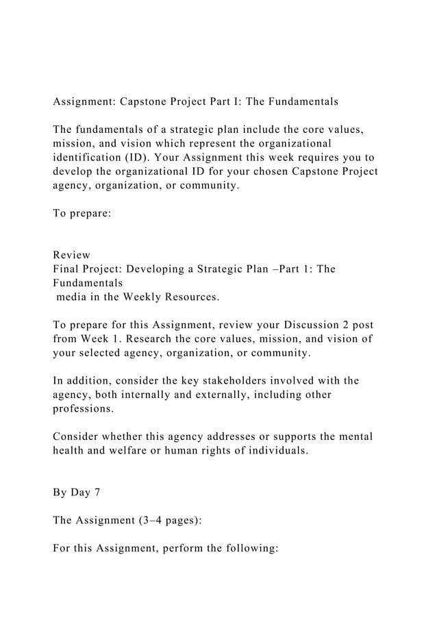 Assignment Capstone Project Part I The FundamentalsThe fun.docx