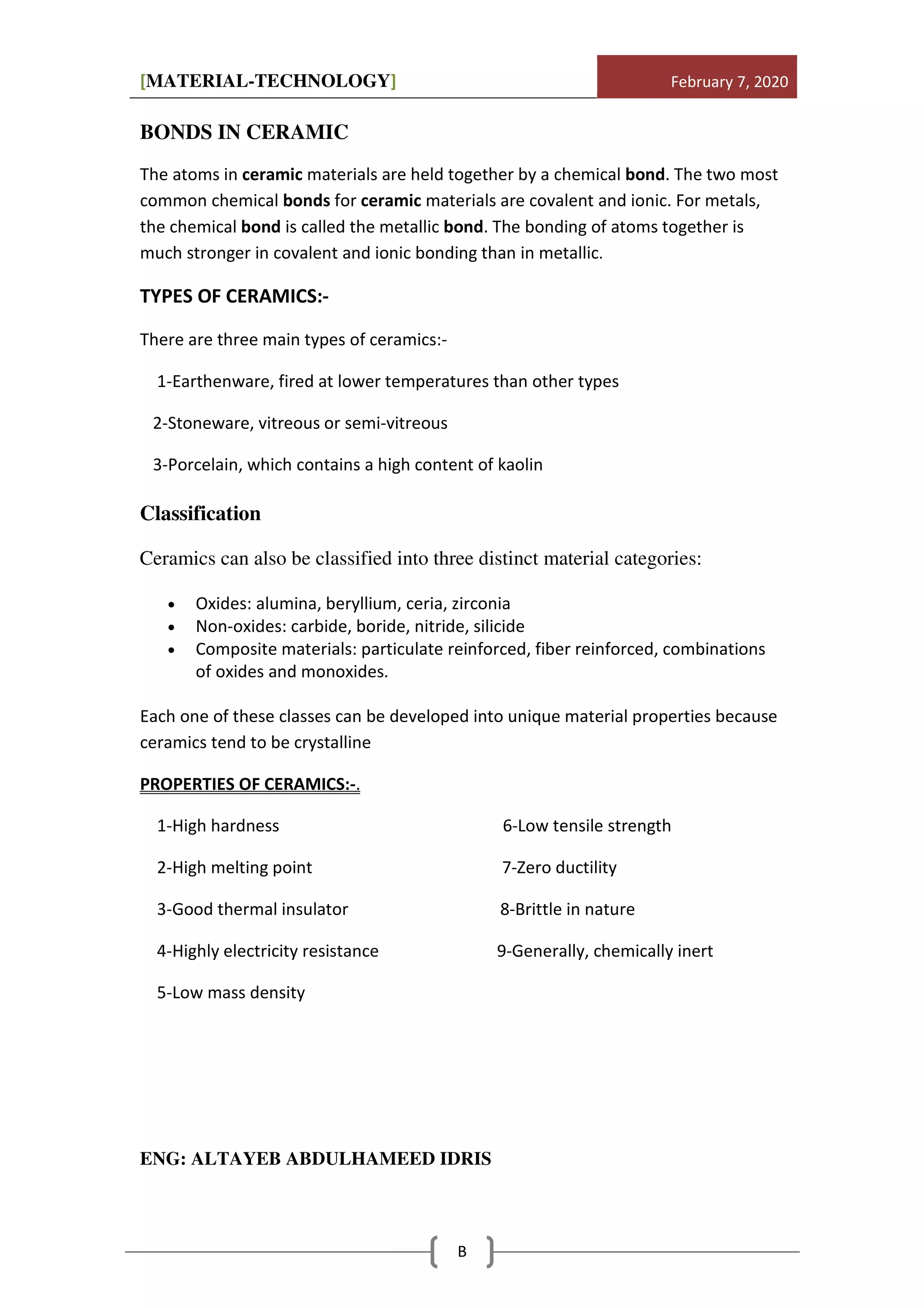 Assignment ceramic | PDF