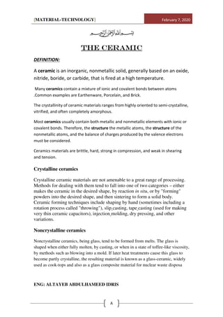 Assignment ceramic | PDF