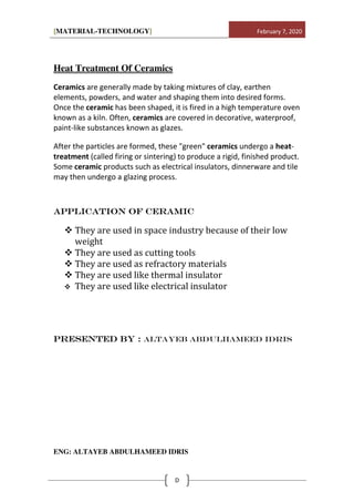 Assignment ceramic | PDF