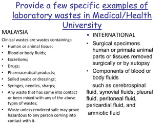 Laboratory waste management in medical/health university | PPTX