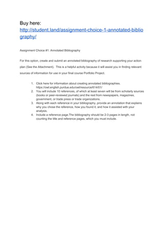 Assignment Choice #1: Annotated Bibliography | PDF