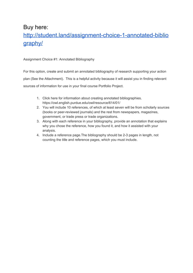 Assignment Choice #1: Annotated Bibliography | PDF