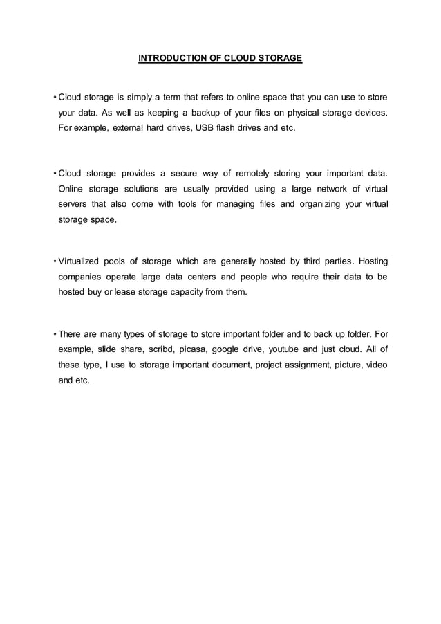 Assignment cloud storage | PDF