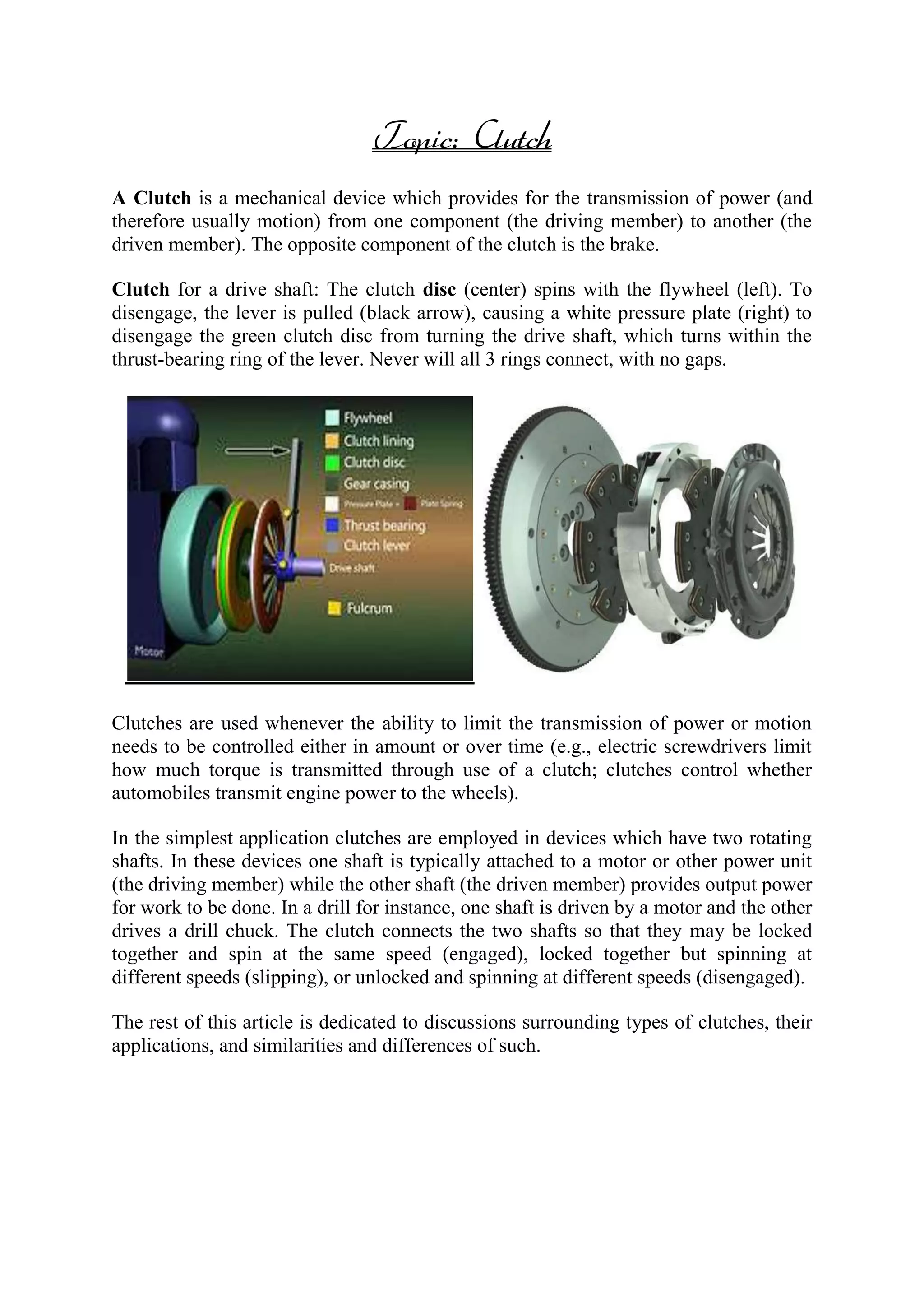 Assignment on 'Clutch' | DOCX