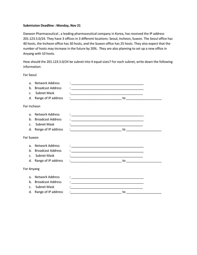 Assignment cn subnetting | PDF | Computer Networking | Computing