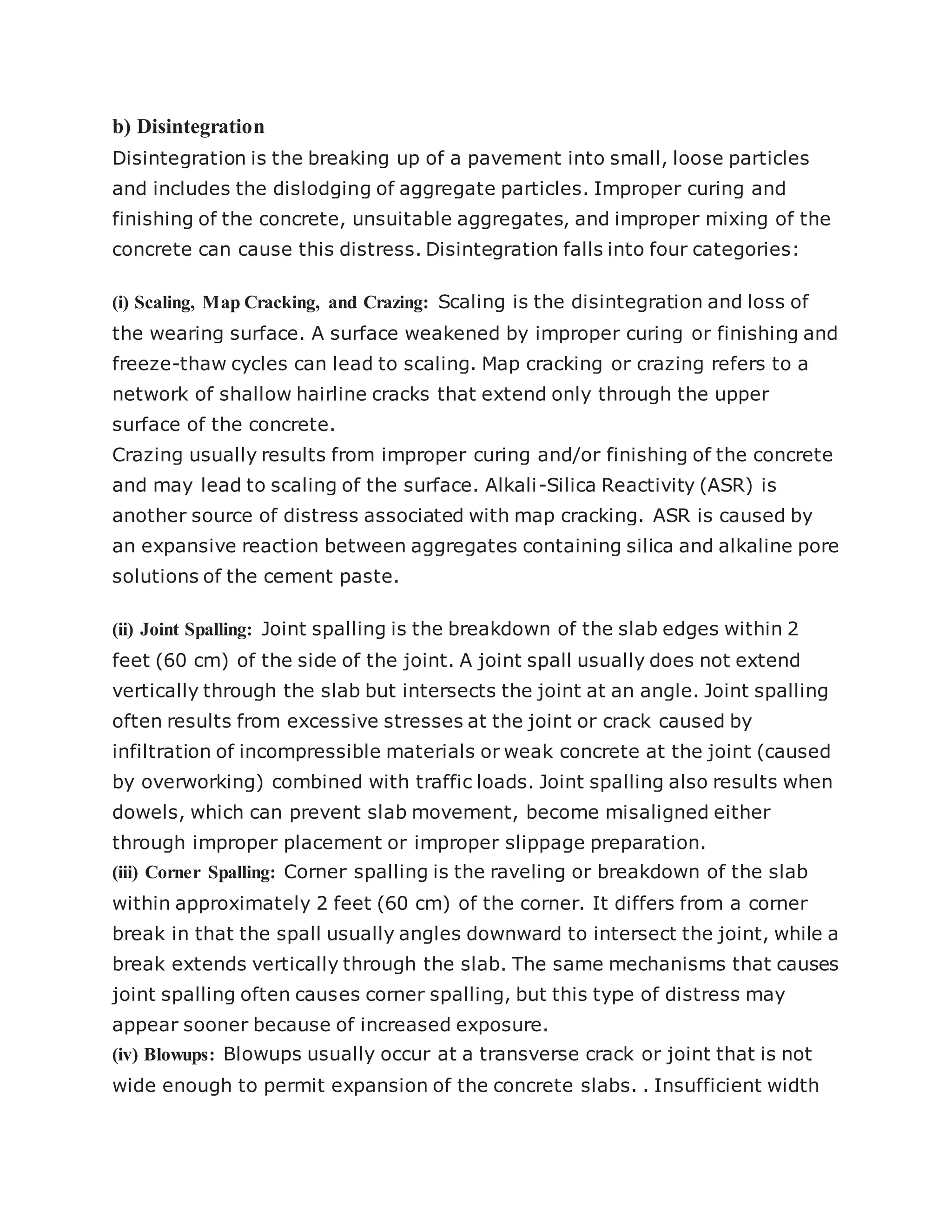 Assignment concrete pavement distresses | DOCX