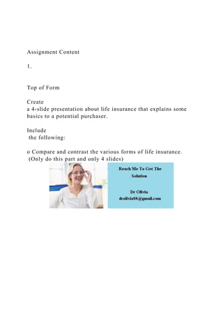 Assignment Content1. Top of FormCreate a 4-slid.docx | Life Insurance ...