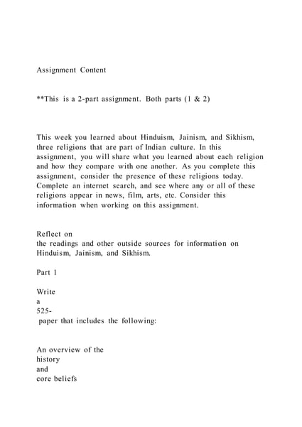 Assignment Contentthis Is A 2 Part Assignment Both Part Pdf