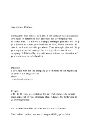 Assignment ContentThroughout this course, you have bee.docx