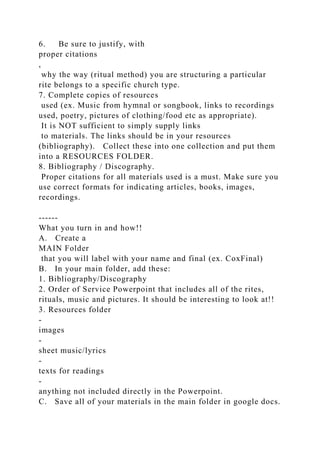 ASSIGNMENT Create an ecumenical service from opening to closing..docx