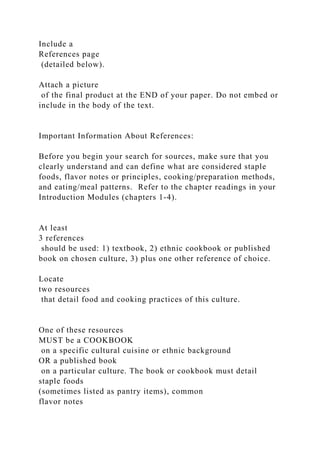 Assignment Cultural analysis recipe and report. Three to five pag.docx