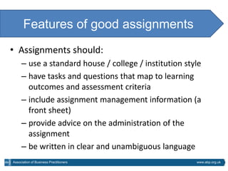 Assignment design 180213 | PPTX | Educational Assessment | Education