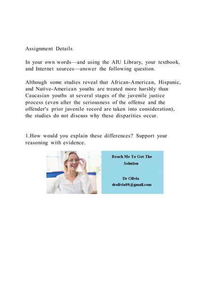 Assignment DetailsIn your own words—and using the AIU Librar | DOCX