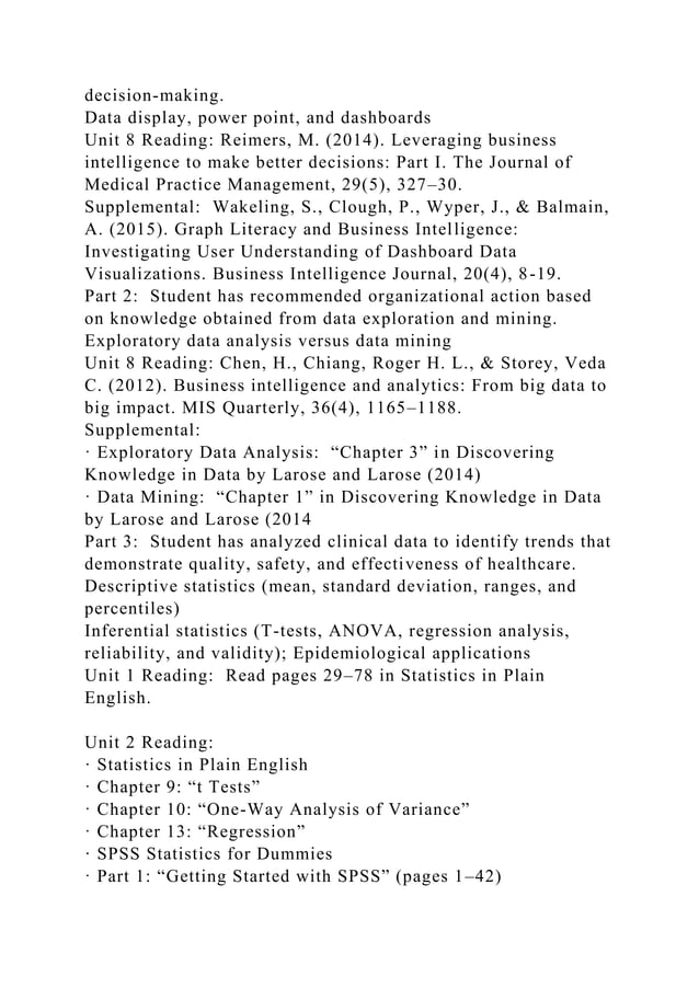 Assignment Details Unit 9 Assignment Statistical Analyses.docx