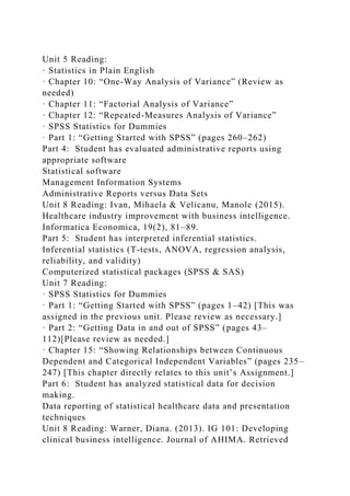 Assignment Details Unit 9 Assignment Statistical Analyses.docx