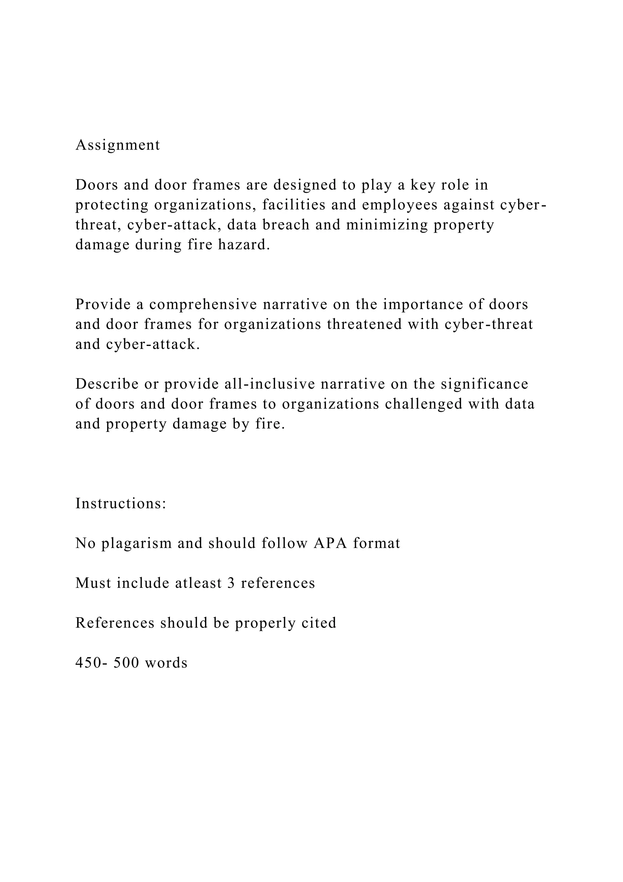 AssignmentDoors and door frames are designed to play a key r.docx