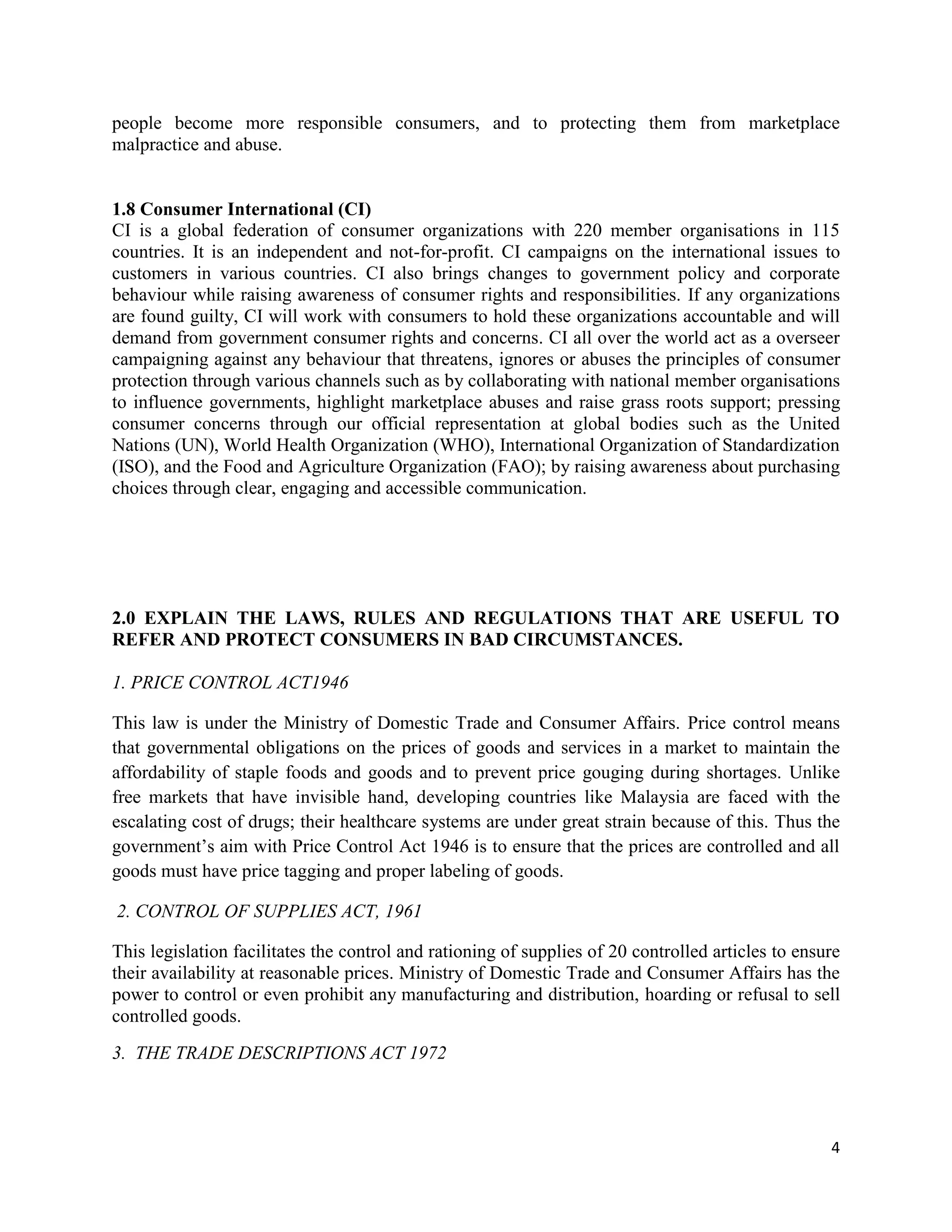 Consumer Behaviour - Malaysian Consumer Protection Acts | DOC