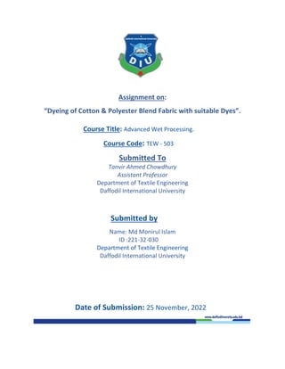 Dyeing Cotton & Polyester Blend Fabric | PDF