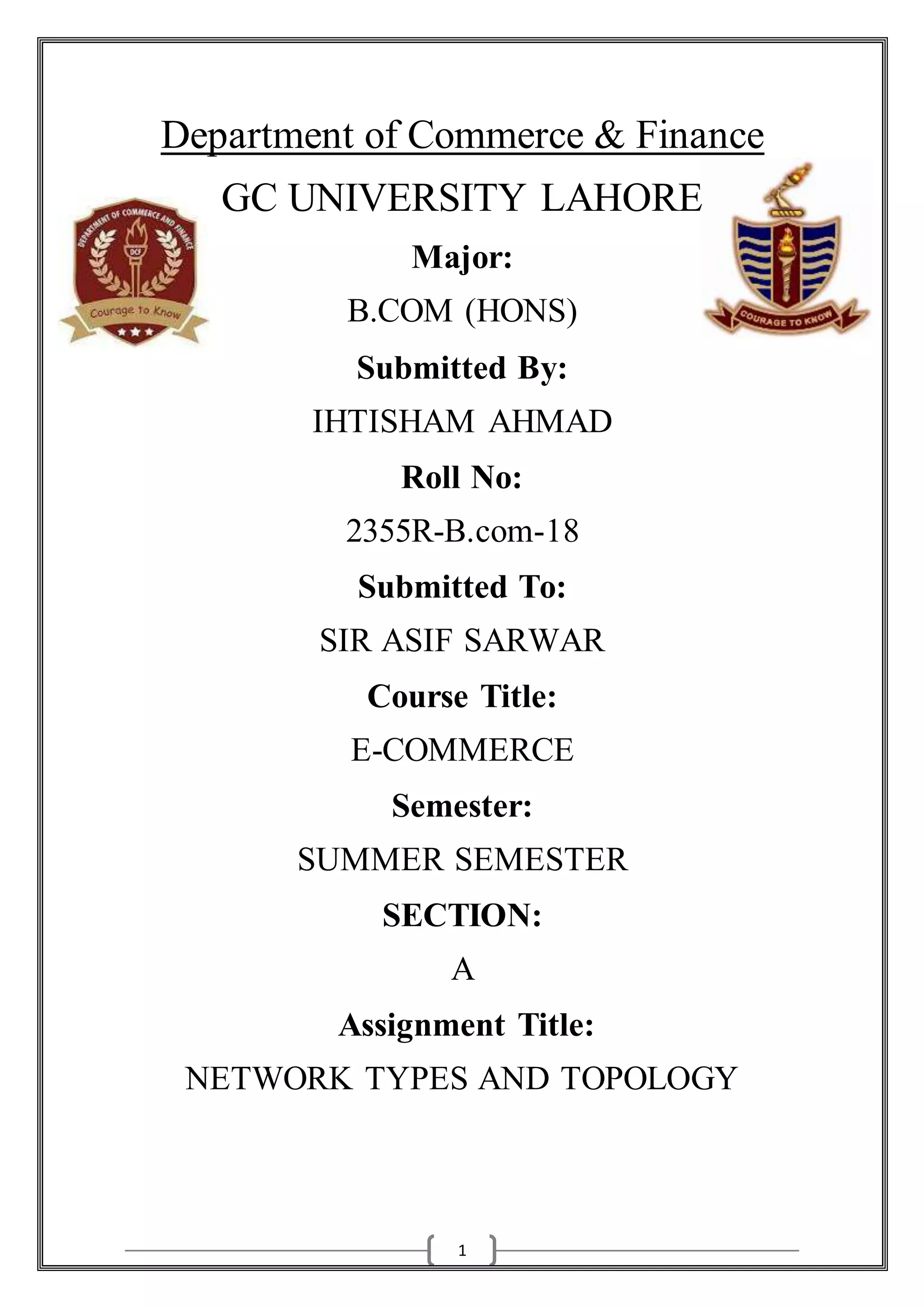 Assignment E-Commerce By IHTISHAM AHMAD.docx