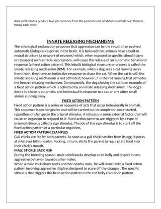Stimulus filtering, sign stimulus,innate releasing mechanism,fixed ...