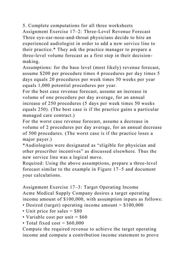 Assignment Exercise 17–1 Variance AnalysisGreenview Hospital op.docx