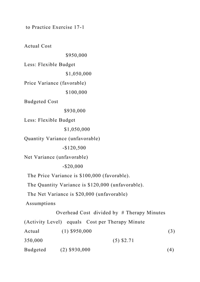 Assignment Exercise 17–1 Variance AnalysisGreenview Hospital op.docx