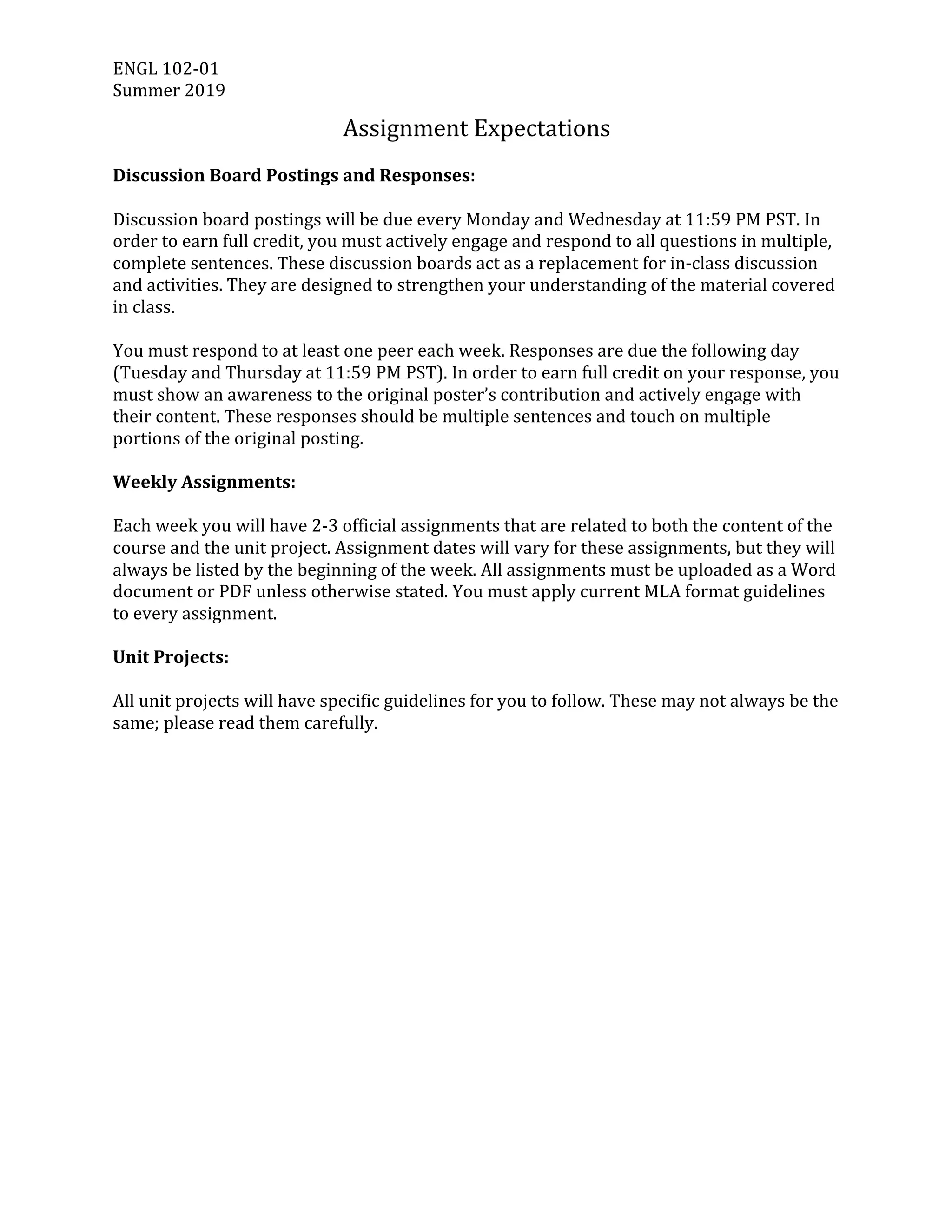 Assignment expectations | PDF