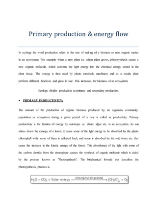 Primary and secondary production, landscape ecology and ecological ...