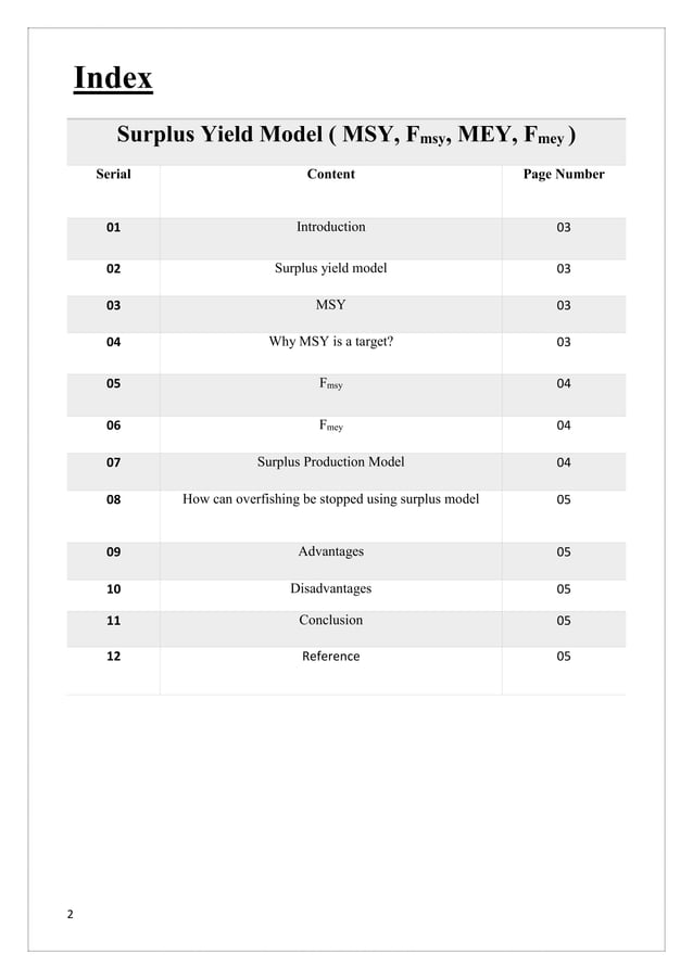 Separation Surplus yield model (MSY, Fmsy, MEY, Fmsy) | PDF