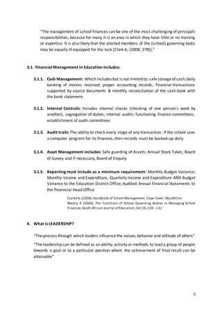 Financial management, school leadership, similarities and ...