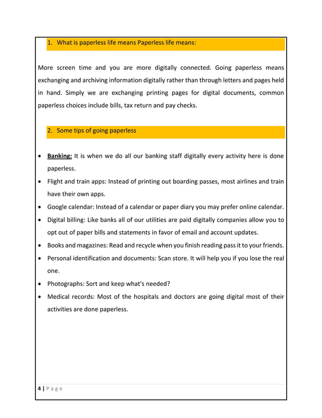 Assignment for paperless life | PDF