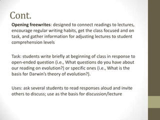 Writing Assignments in Large Lecture Classes | PPTX