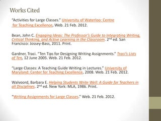 Writing Assignments in Large Lecture Classes | PPTX