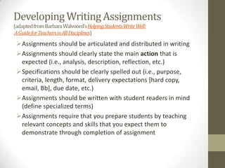 Writing Assignments in Large Lecture Classes | PPTX