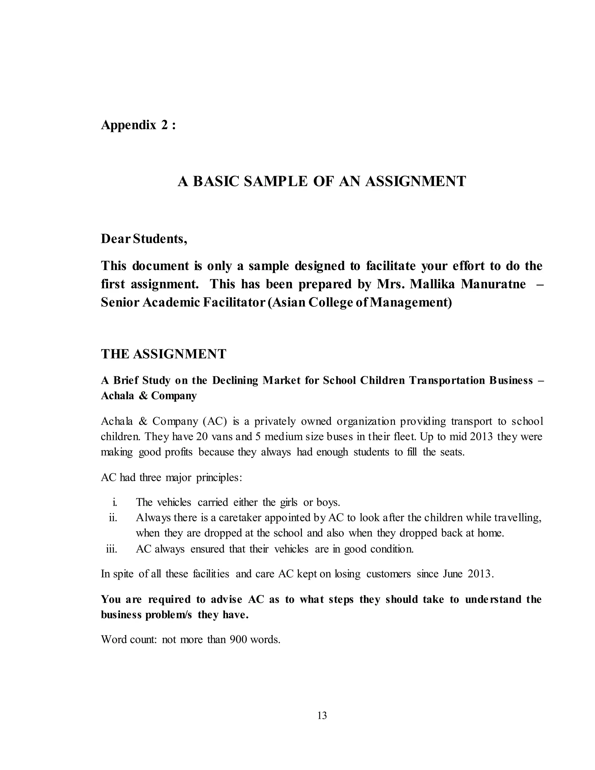 Assignment format for MBA Students | DOCX