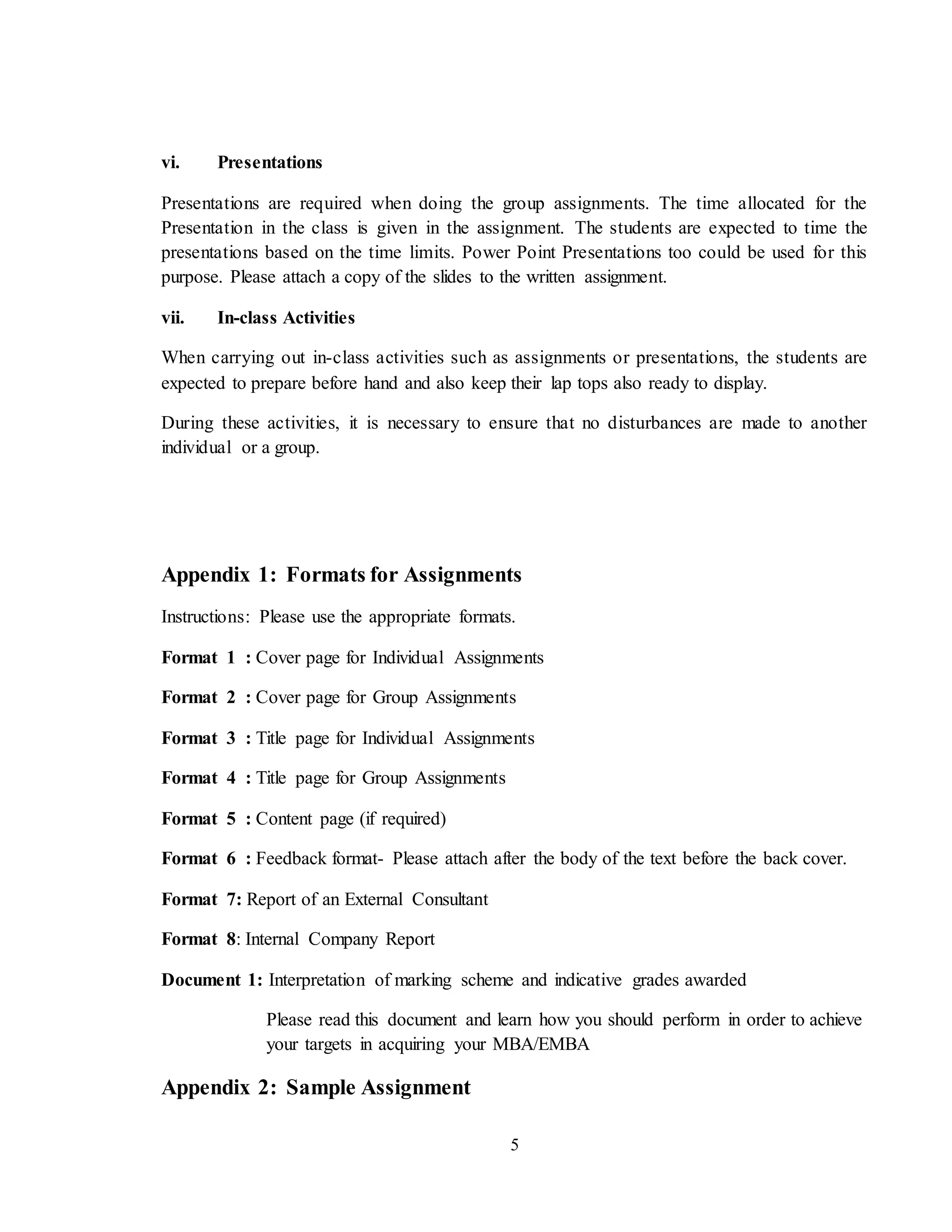 Assignment format for MBA Students | DOCX