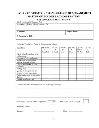 Assignment format for MBA Students | DOCX