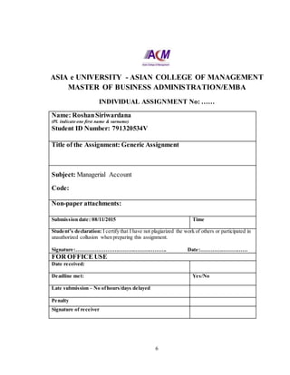 Assignment format for MBA Students | DOCX