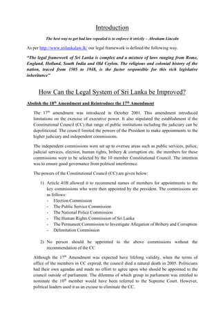 How can the Legal System of Sri Lanka Can be Improved? | PDF